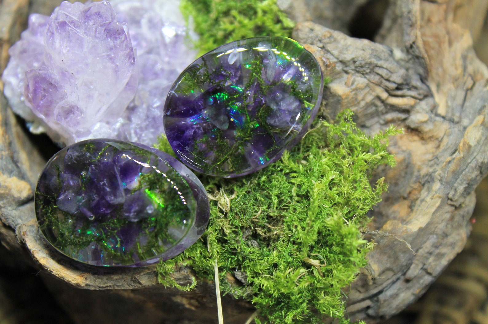 Teardrop Amethyst Plugs Drop Shaped Plug Double Flare Moss - Etsy