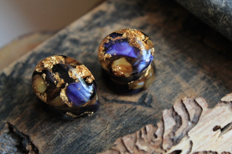 Teardrop Purple Plugs Drop Shaped Plug Gold Gauges Wedding - Etsy
