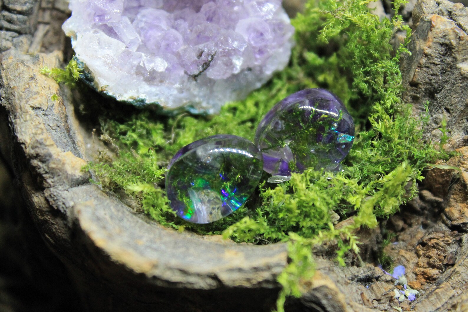 Teardrop amethyst plugs Drop shaped plug double flare moss | Etsy