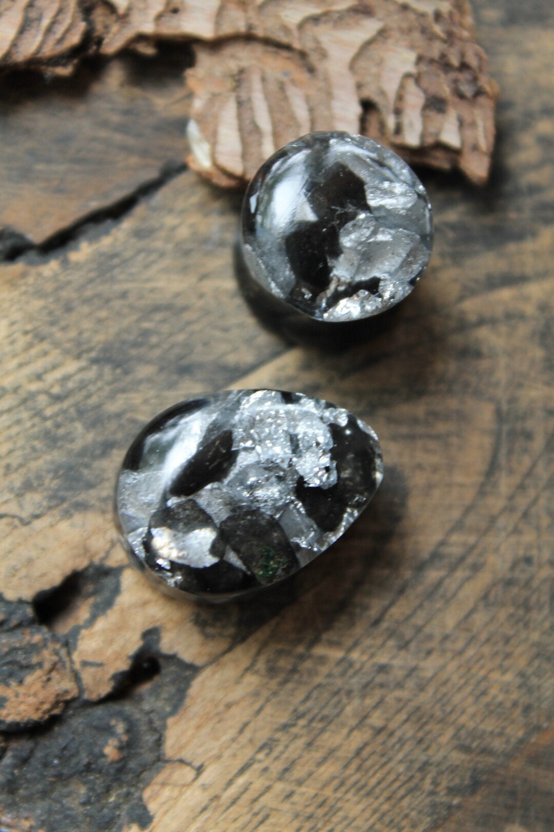 Teardrop Black Plug Goth Gauges Drop Shaped Plug Silver Gauge Wedding ...