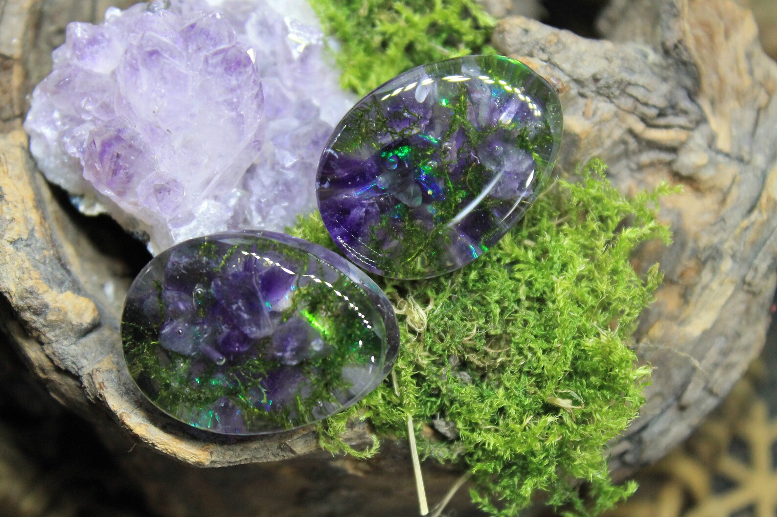 Teardrop Amethyst Plugs Drop Shaped Plug Double Flare Moss - Etsy
