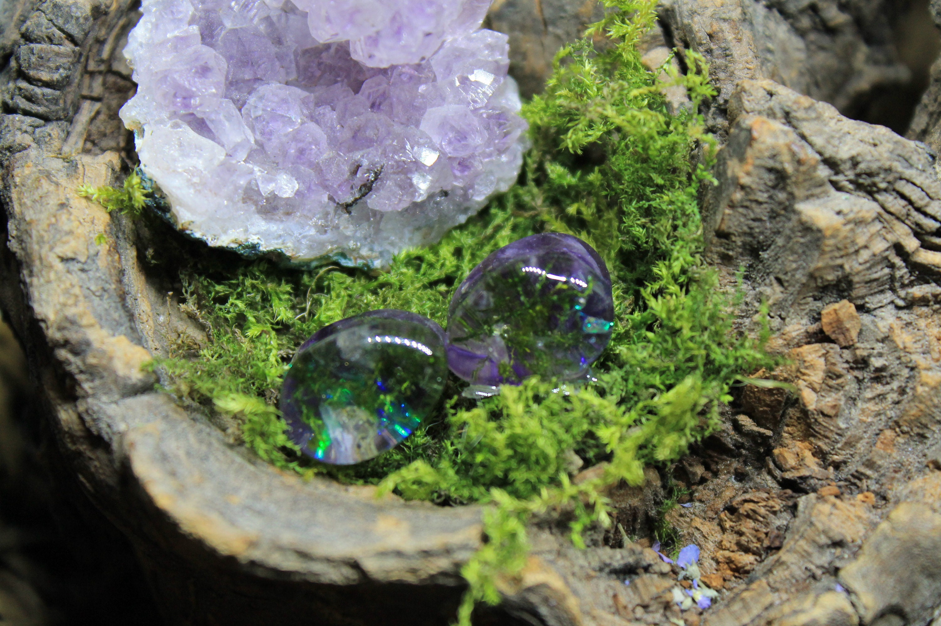 Teardrop amethyst plugs Drop shaped plug double flare moss | Etsy