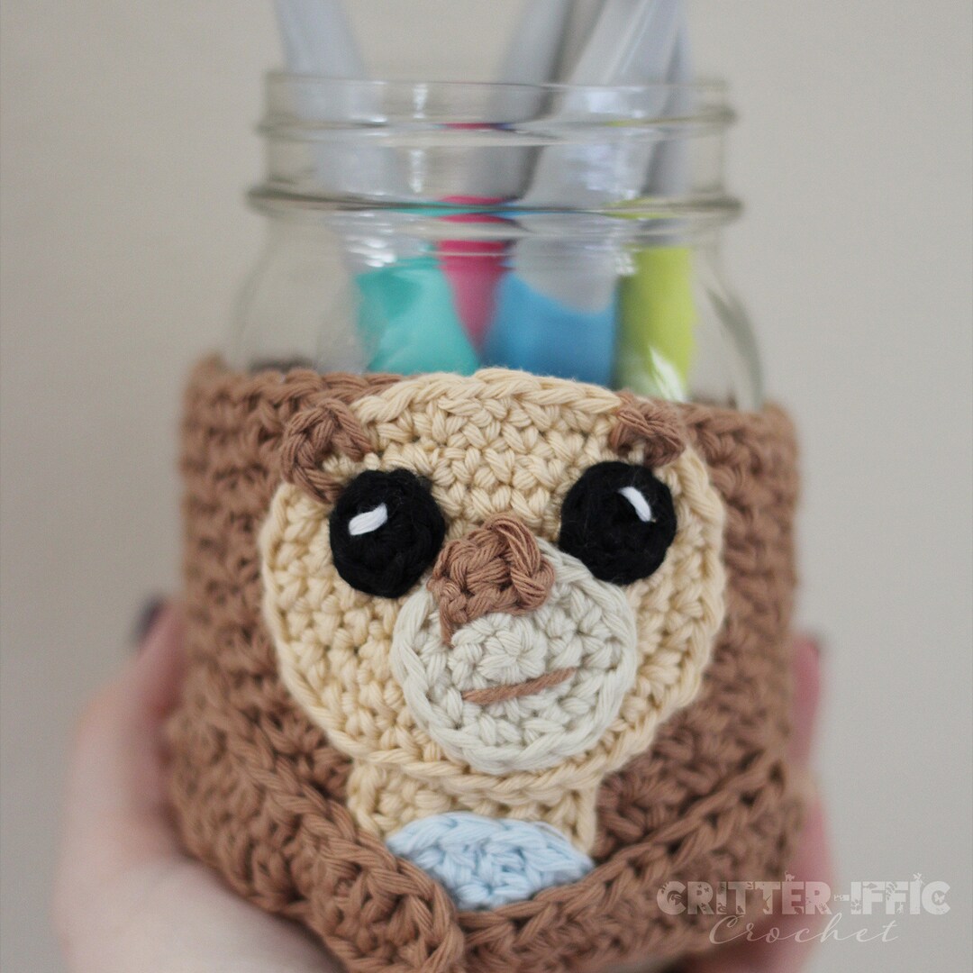 Otter Coffee Mug Cozy Crochet Pattern, River Weasel Travel Cup Sea ...