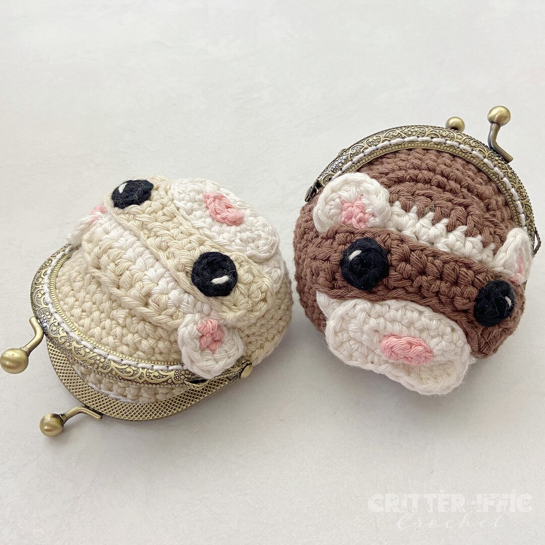 Ferret Coin Purse Crochet Pattern, Clasped Animal Change Pouch Pole Cat ...