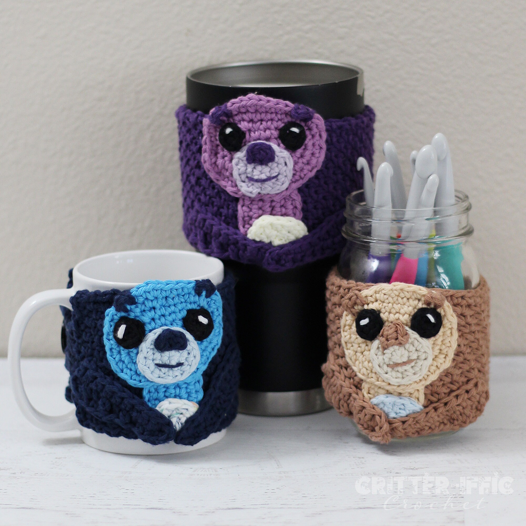 Otter Coffee Mug Cozy Crochet Pattern River Weasel Travel Cup - Etsy