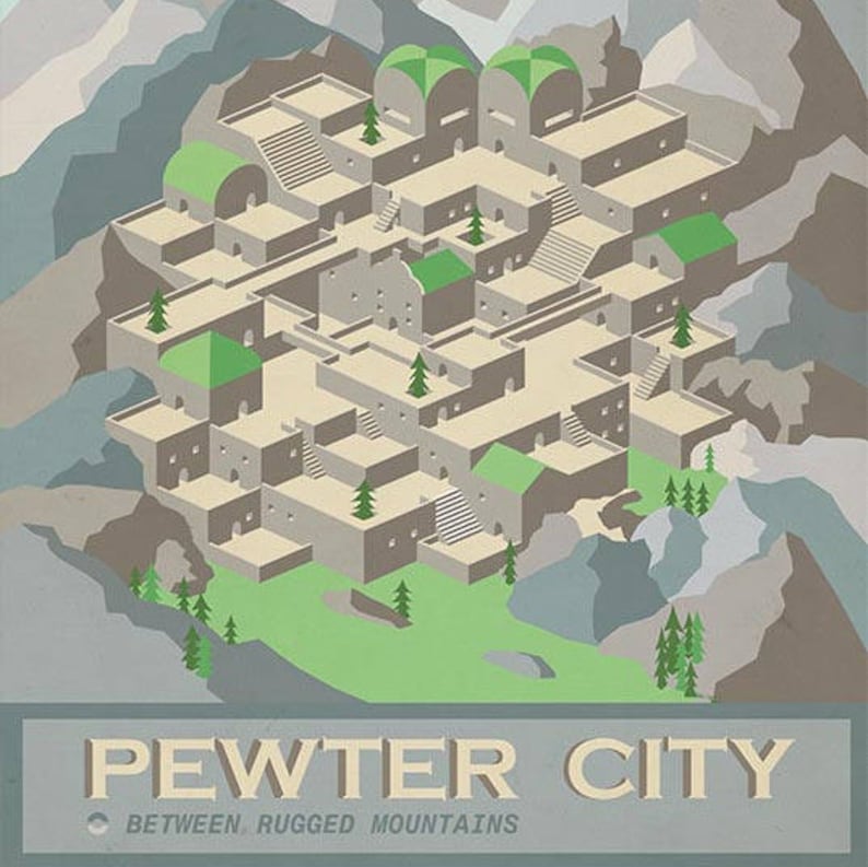 Pokemon Travel Poster Pewter City - Etsy UK
