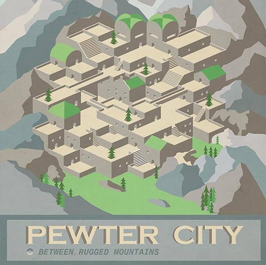 Pokemon Travel Poster Pewter City - Etsy