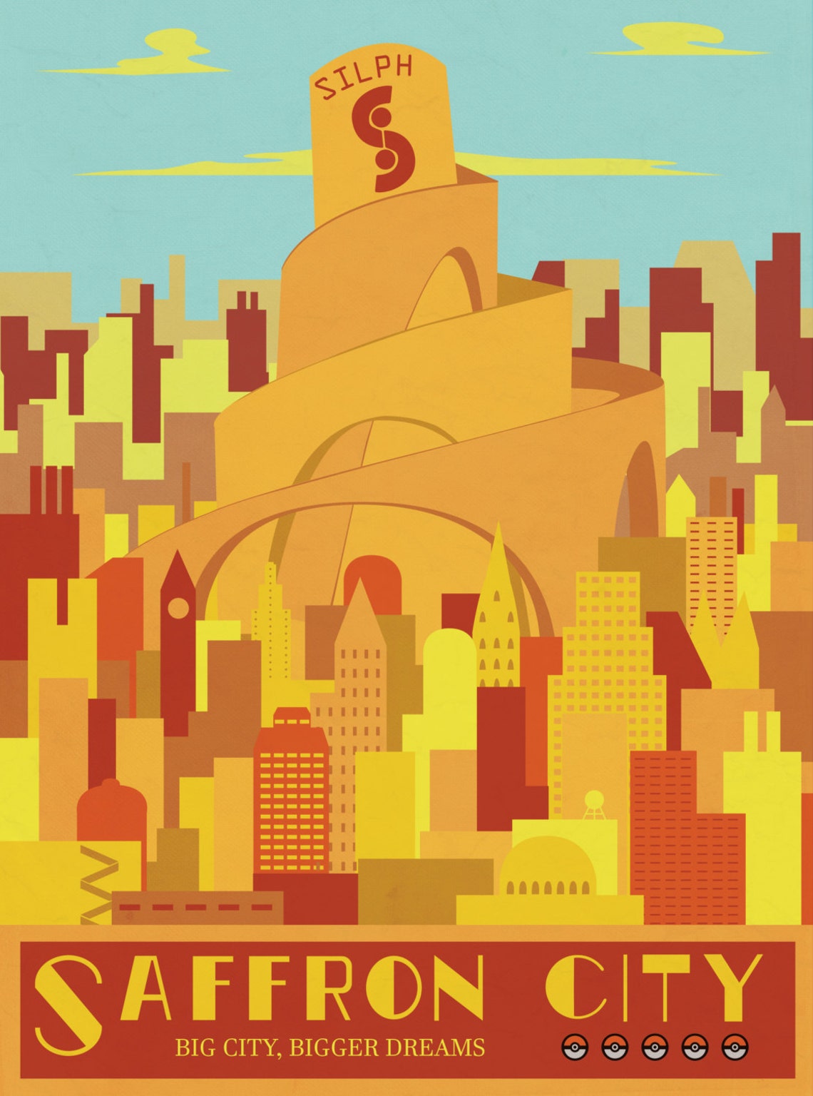 Pokemon Travel Poster Saffron City - Etsy