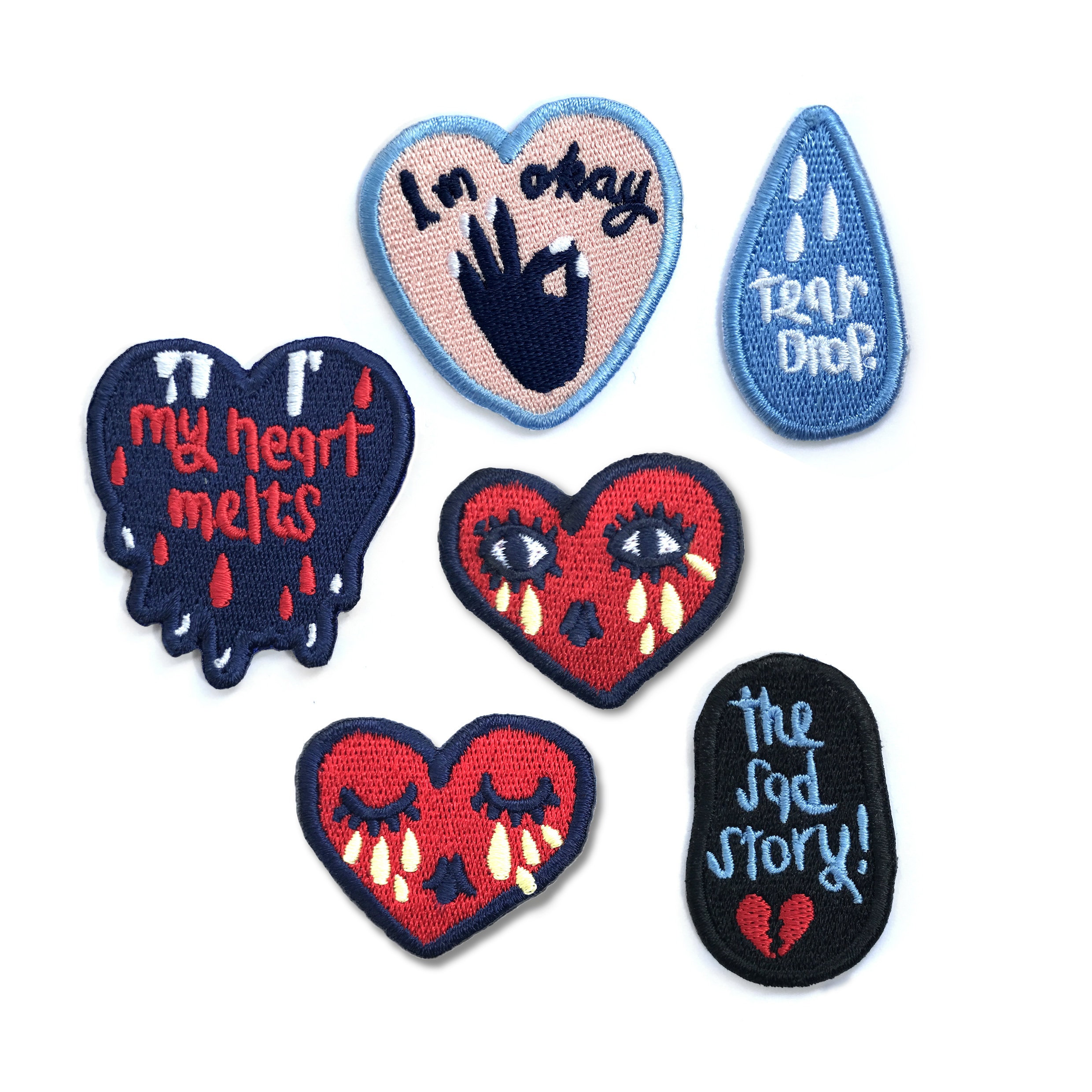 Sad Story Patches Collection/ Tear Heart Melts Im Ok / Iron on Patch - Etsy