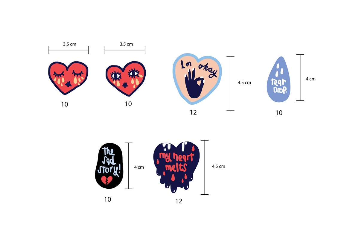 Sad Story Patches Collection/ Tear Heart Melts Im Ok / Iron on - Etsy