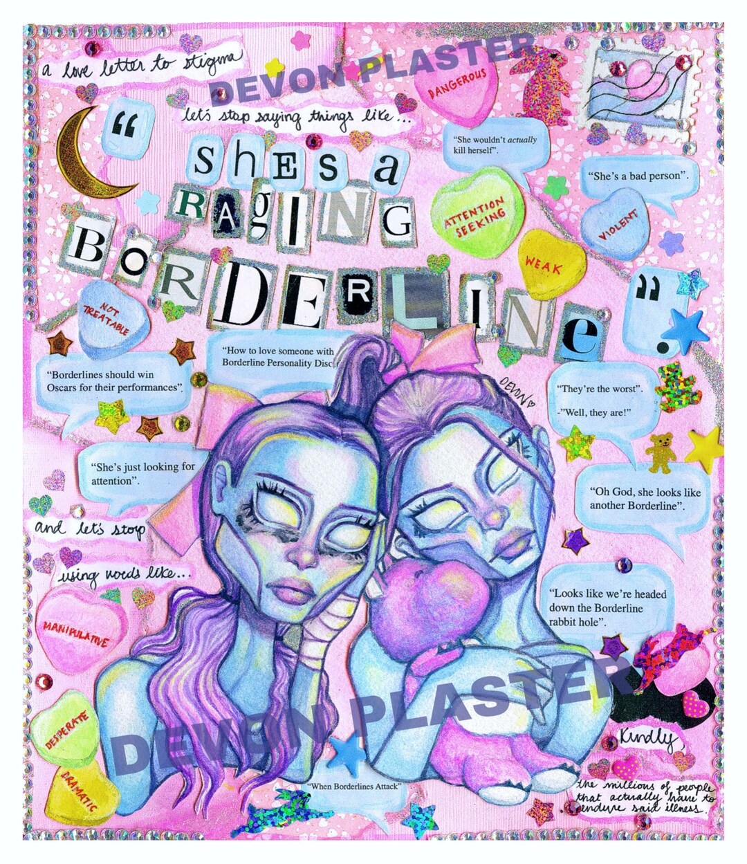 BPD Stigma “she’s a Raging Borderline” Fine Art Print - Etsy