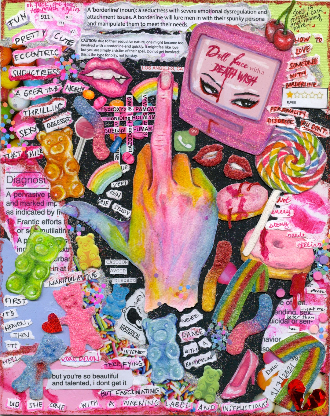 BPD Stereotype Satire “doll Face With a Death Wish” Fine Art Print - Etsy