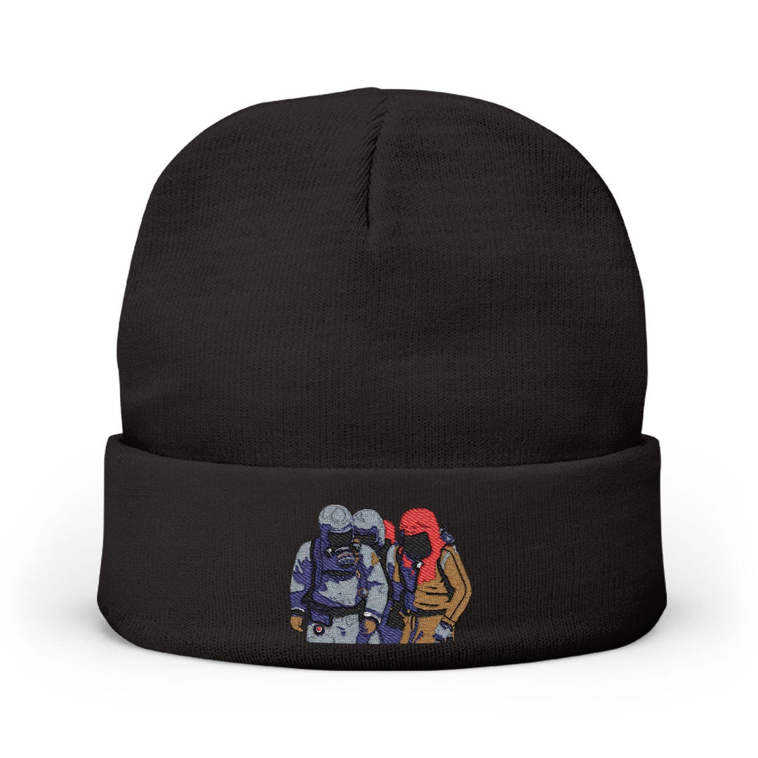 Embroidered Hazmat Beanie: Gamer Knit Winter Hat - Etsy