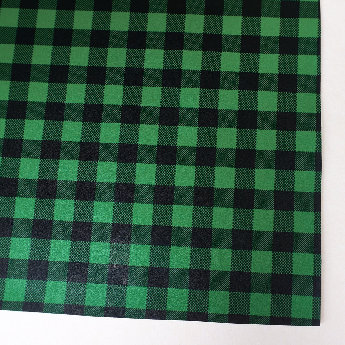 Small Green Buffalo Plaid Faux Leather | Etsy