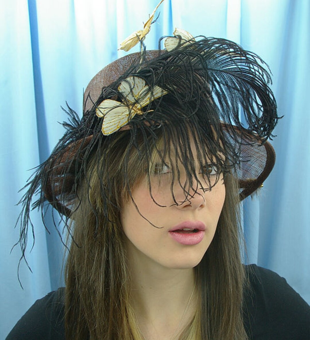 Flutter Brown & Black Sinamay Designer Hat Derby Spring Racing UH109 - Etsy