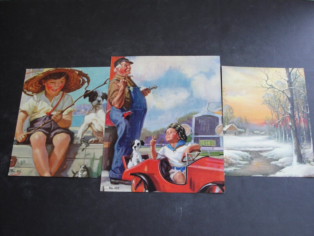 Vintage Set of (3) -1900’s Reproduction Lithograph Art Prints-unframed ...