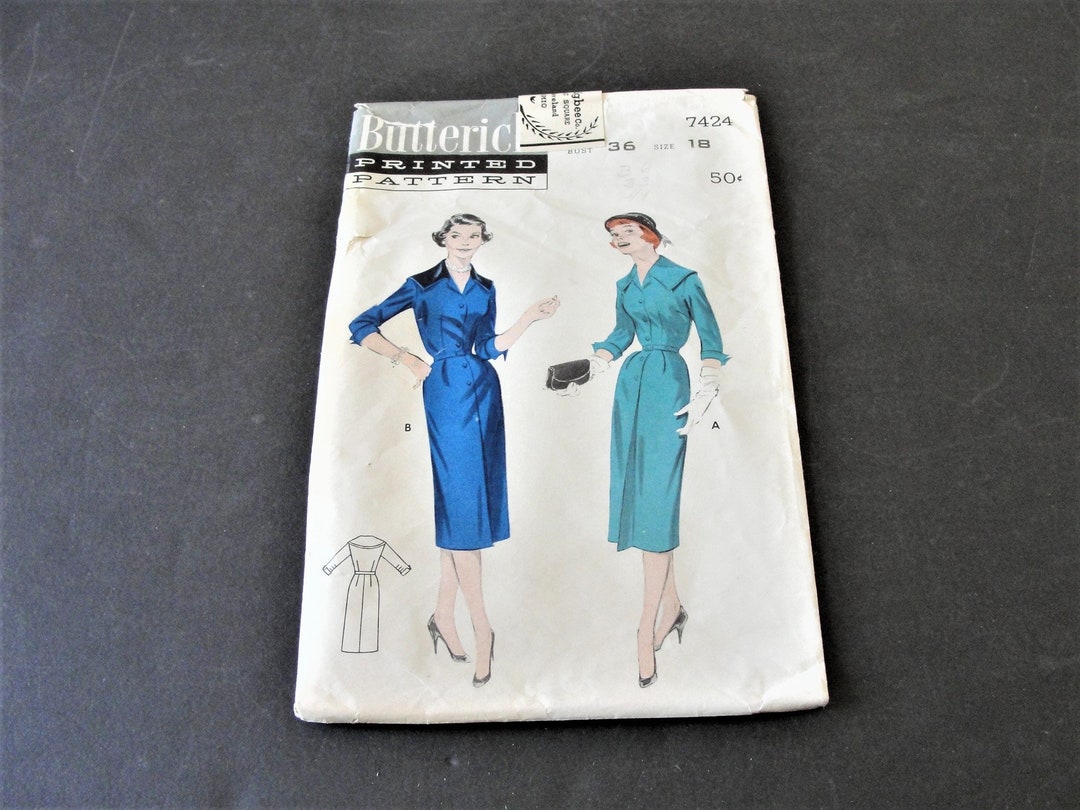 Butterick 7424- Basic Dress: Convertible Puritan Collar -size 18 Bust ...