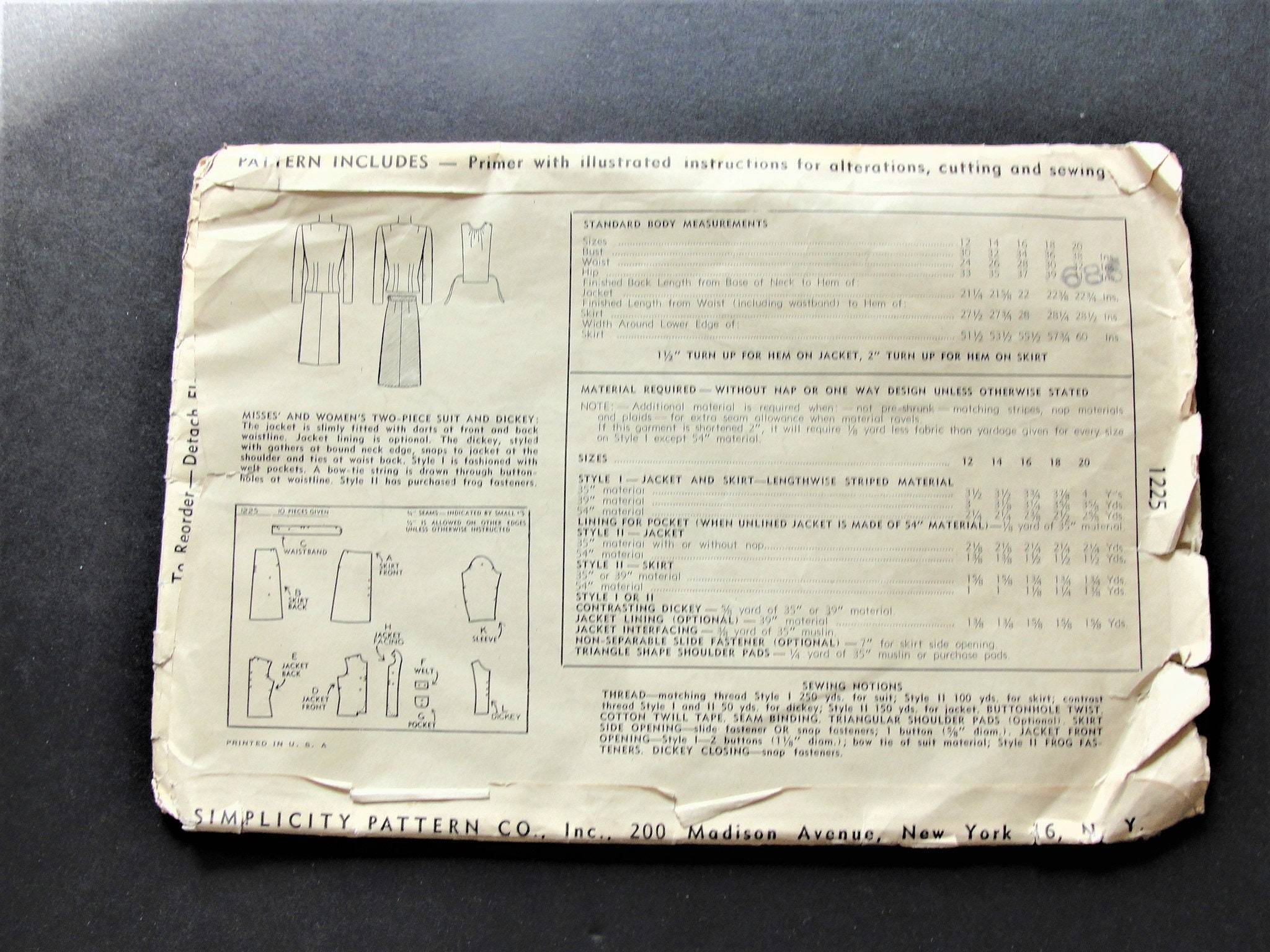 Simplicity 1225 Misses Two-piece Suits With Separate - Etsy