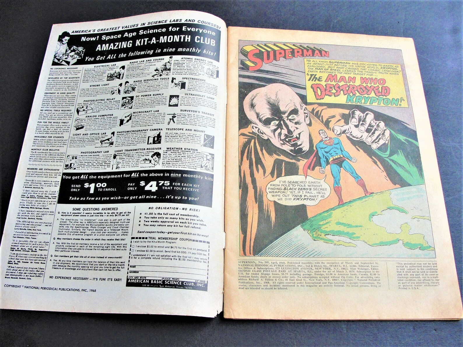 Superman #205 (very Good: 4.0) - the Man Who Destroyed Krypton-12 CENT ...