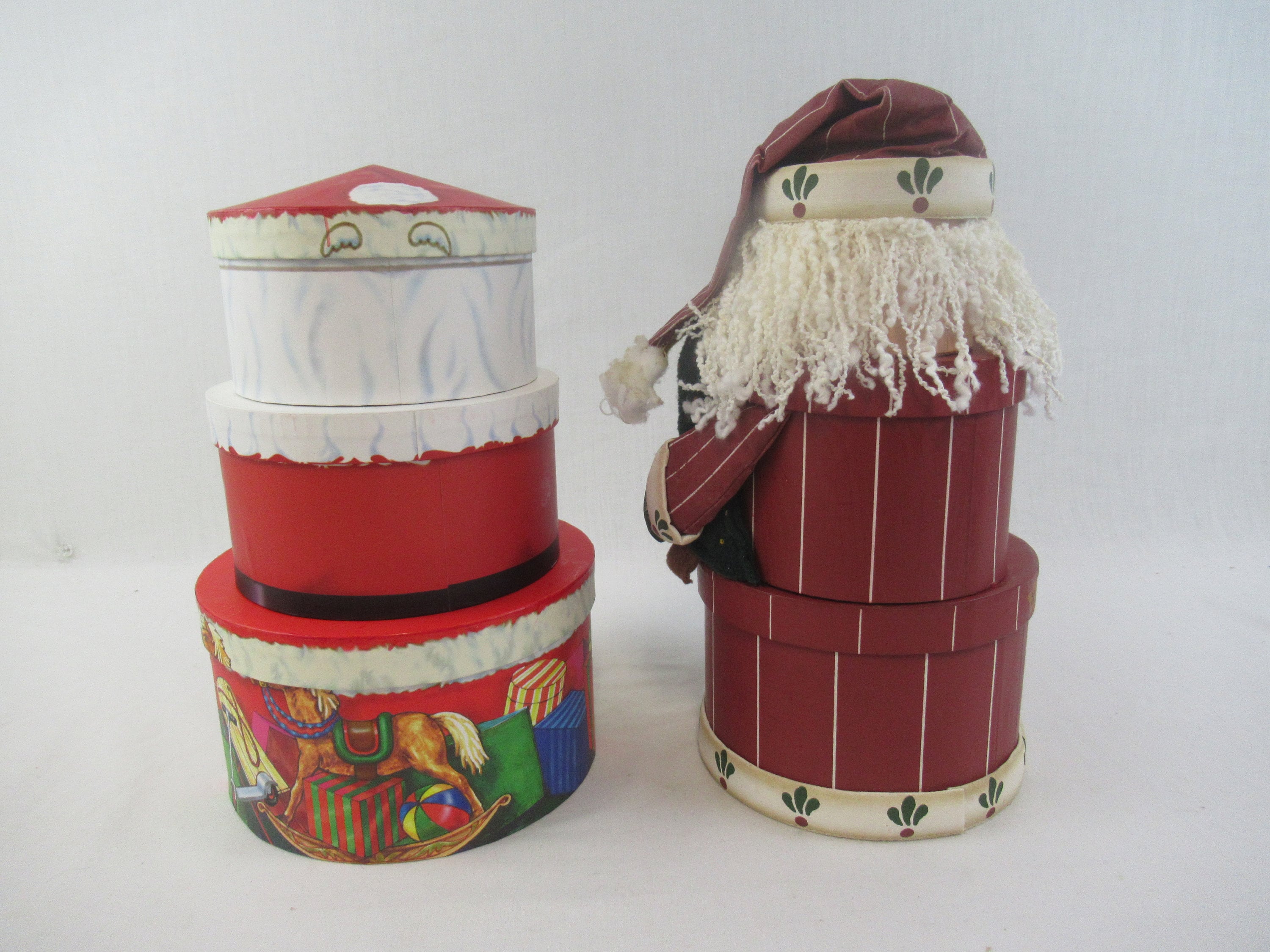 Lot of 2 Vintage 3 Tier Stacking Nesting Boxes Santa Claus Father ...