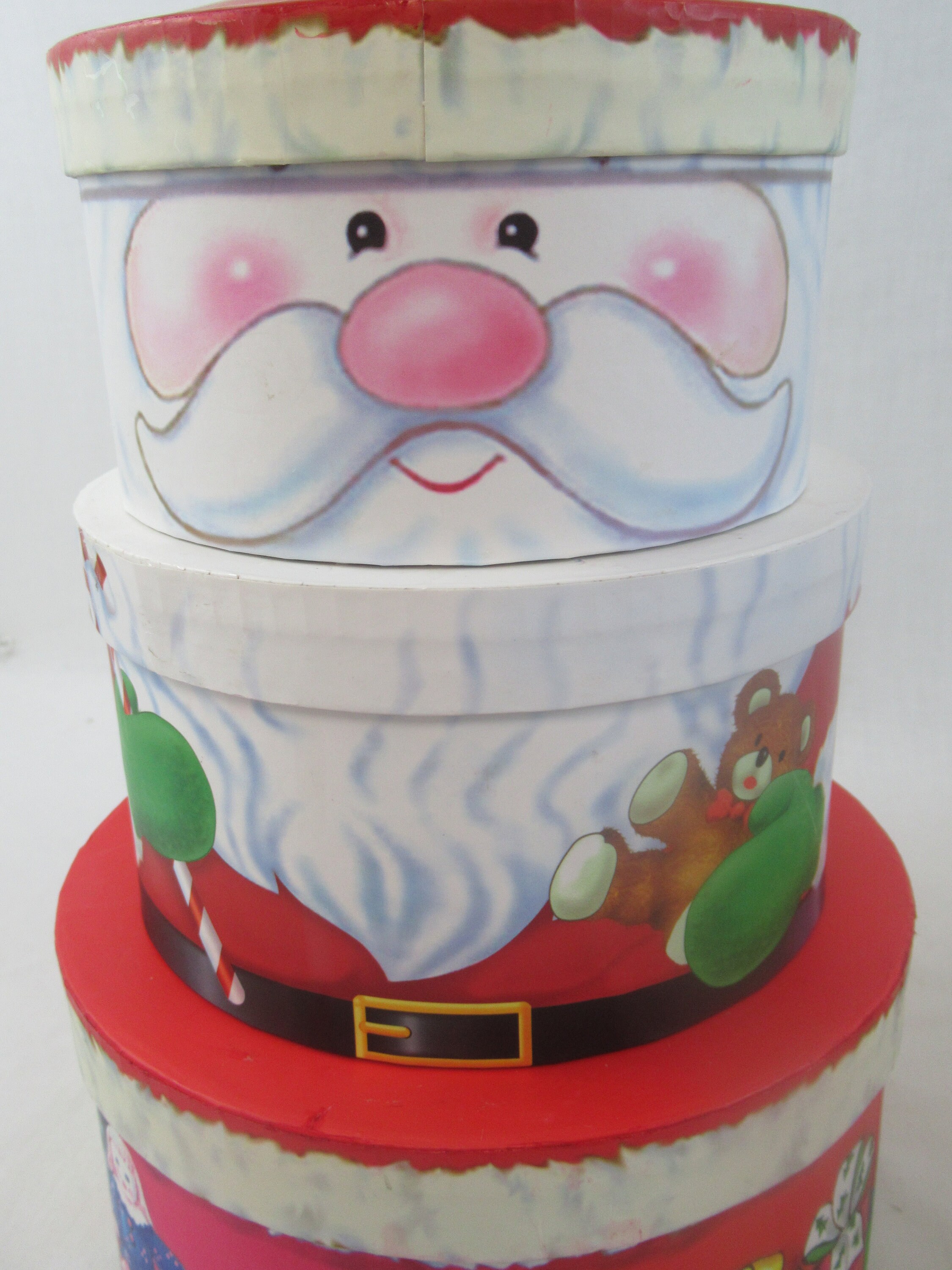 Lot of 2 Vintage 3 Tier Stacking Nesting Boxes Santa Claus Father ...