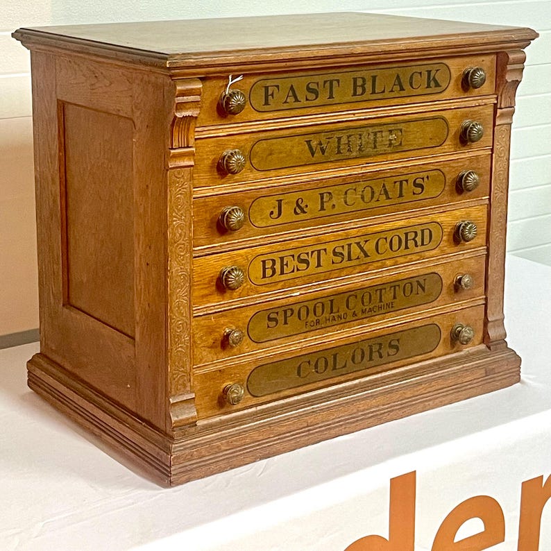 Antique J.P. Coats Spool Cabinet Six Drawer - Etsy