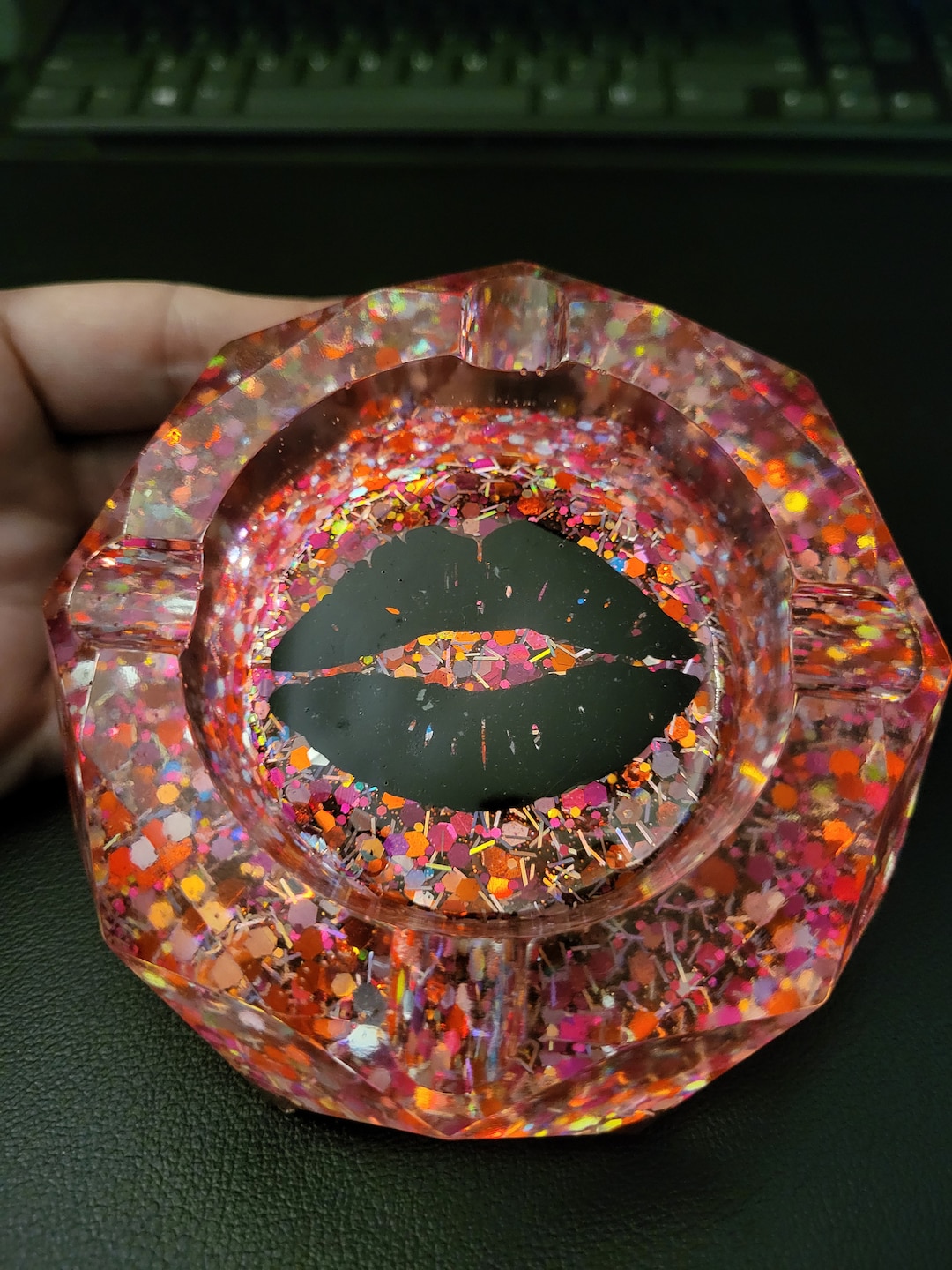 Hot Lips Ashtray With Holographic and Glow in the Dark Glitter - Etsy