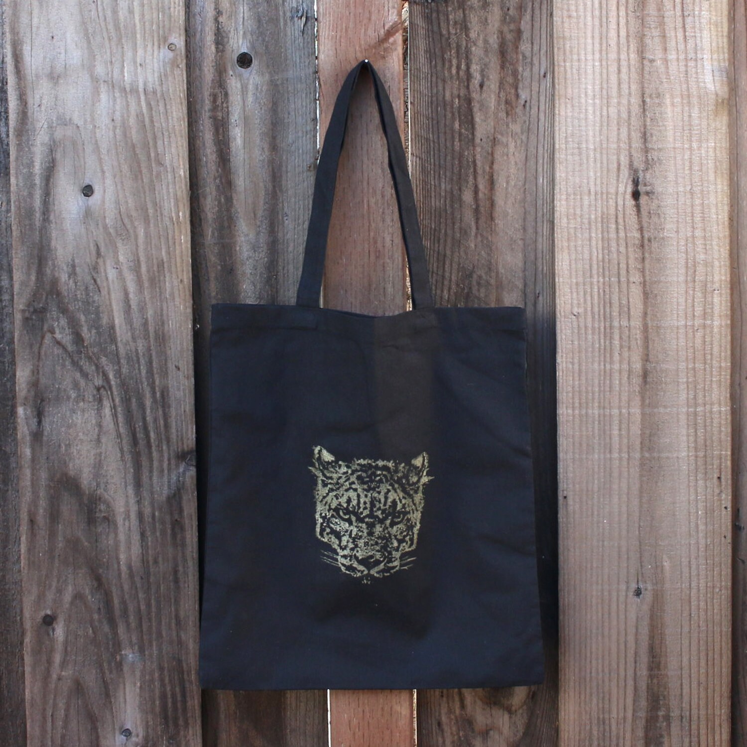 Black Snow Leopard Tote Bag, Big Cat Bag, Animal Bag, Wildlife Bag ...