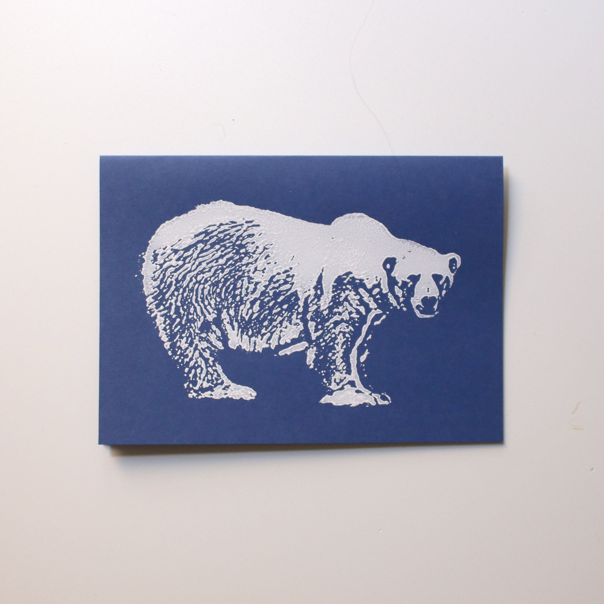 Blue Polar Bear Card, Brown Greeting Card, Animal Card, Wildlife Card ...