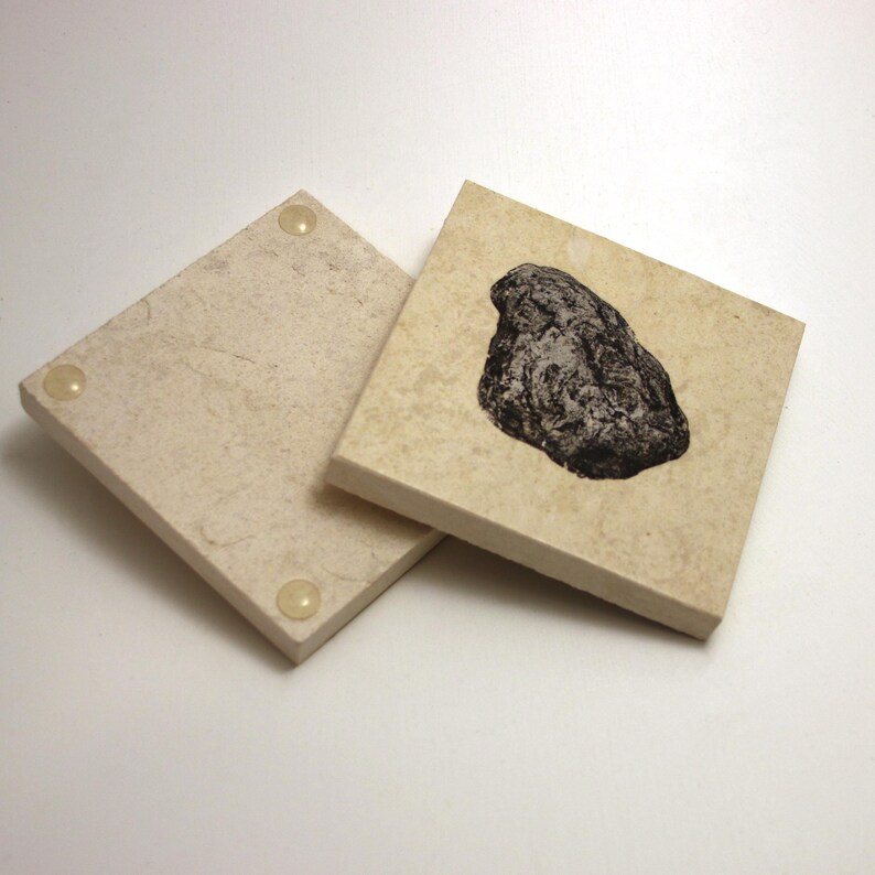 Set of 2 Silver Rock Coasters, Rock Coasters, Geology Coasters, Orange ...