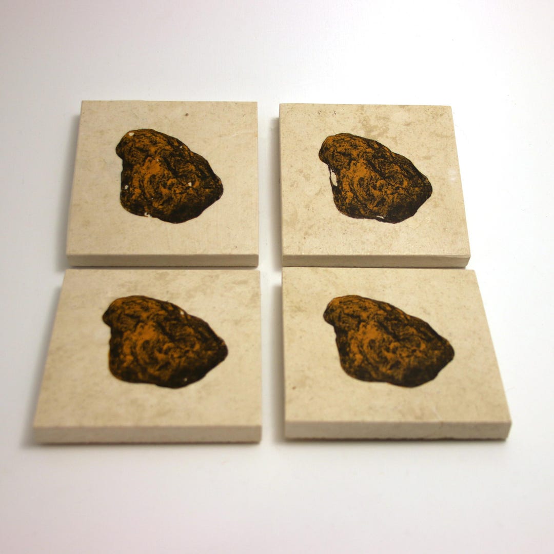 Set of 4 Orange Rock Coasters, Rock Coasters, Geology Coasters, Orange ...
