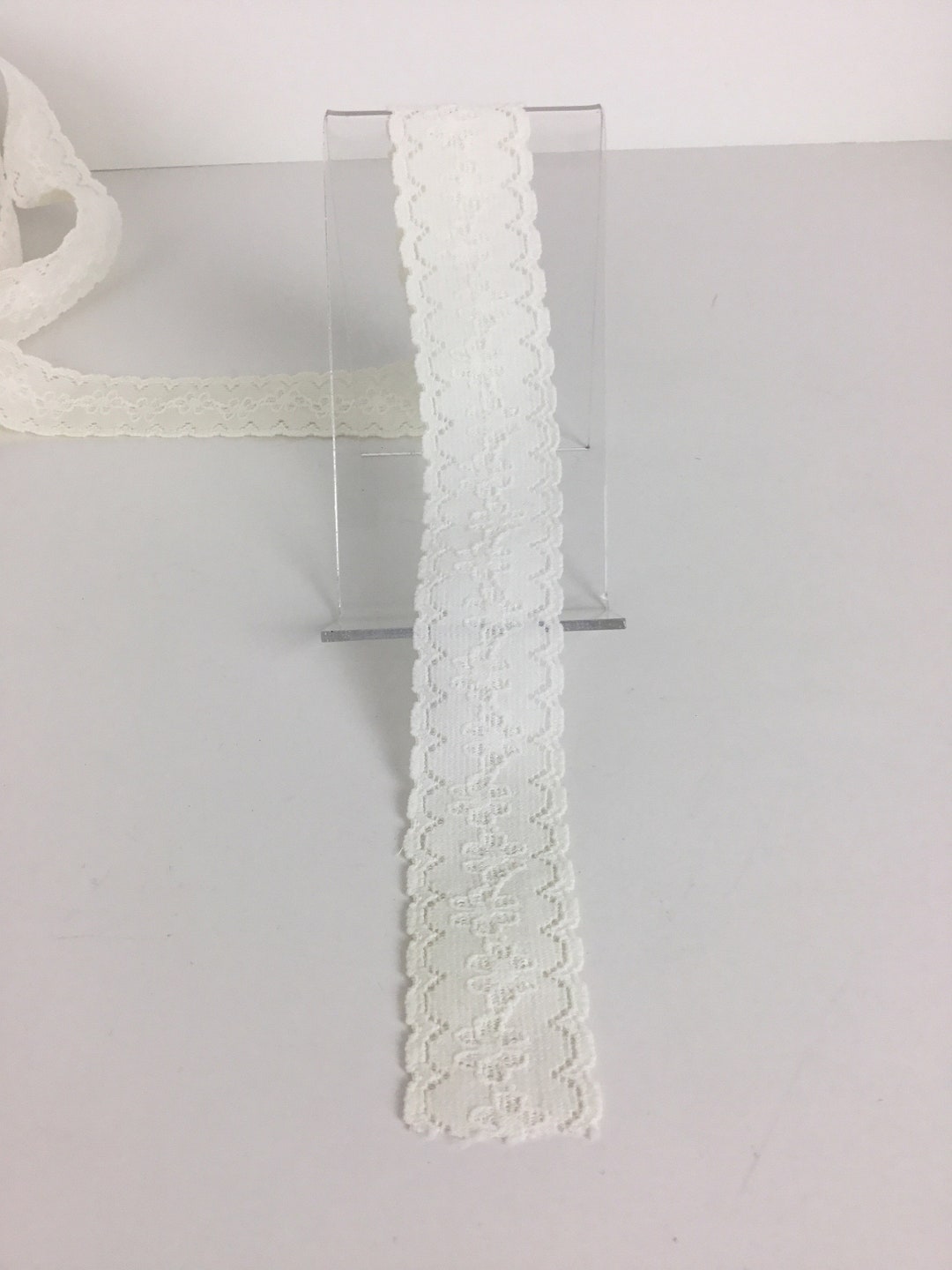Vintage Elastic Lace Trim White Border Edging 4 Yards 1-1/4 Wide ...