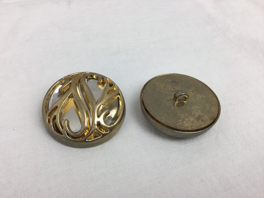 Vintage Extra Large Shank Button 1-1/2” (38mm) Round Gold Heart on ...