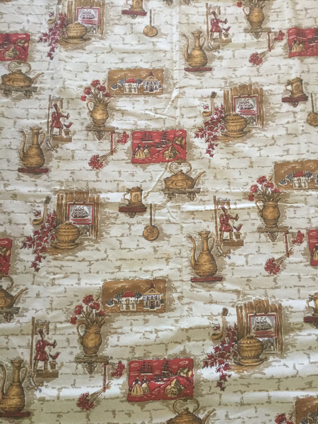 Vintage Colonial Americana Print Tablecloth (79x42) - Etsy