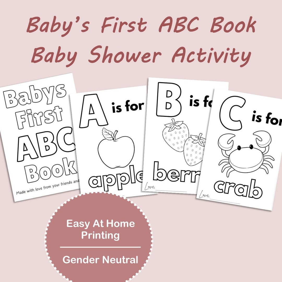 ABC Book Baby Shower Activity Alphabet Coloring Book Baby Shower ...