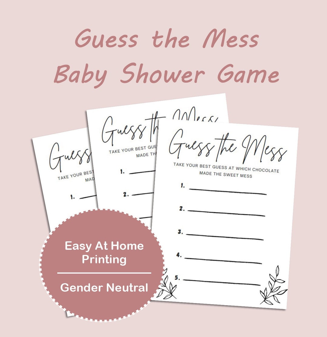 Guess the Mess Baby Shower Game Diaper Food Game Gender Neutral Digital ...