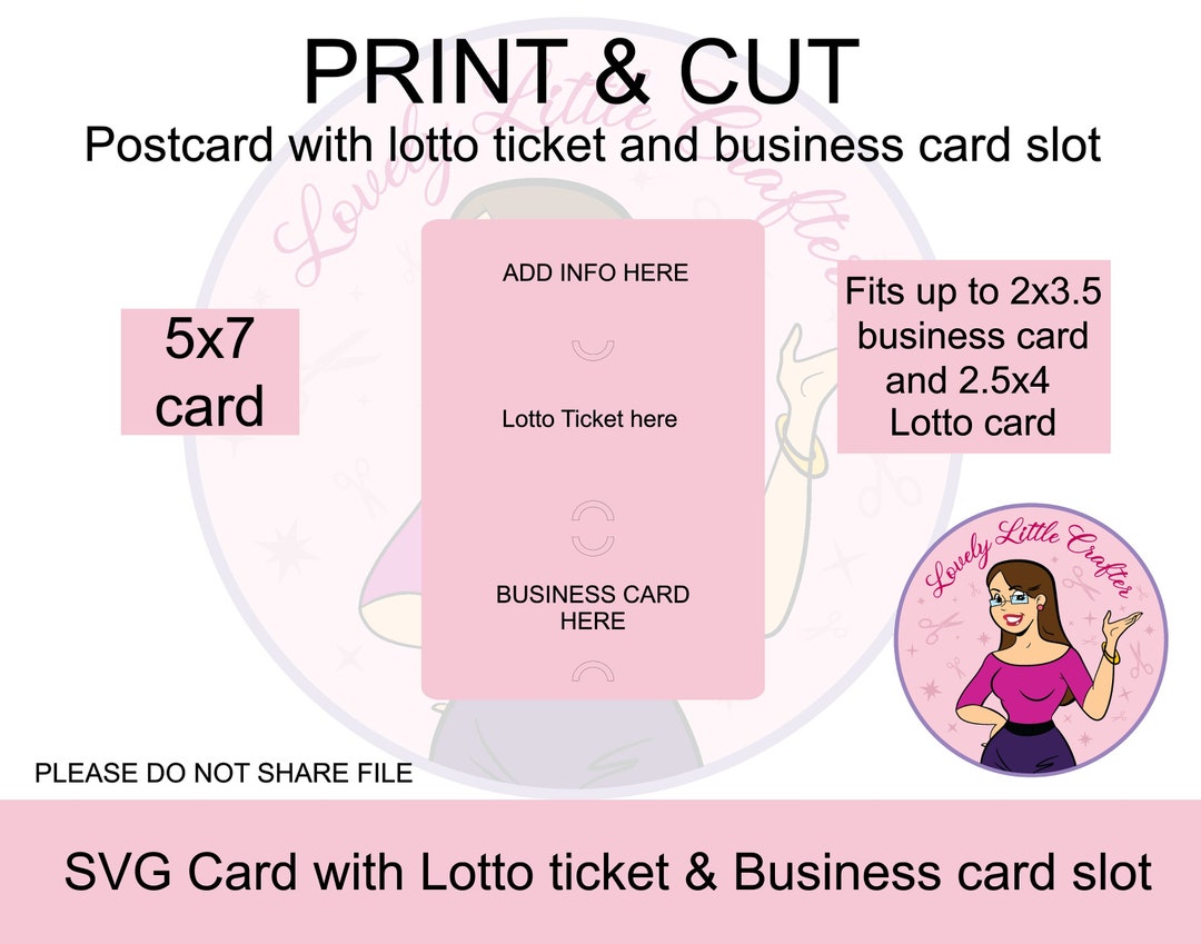 SVG Postcard, Postcard With Business Card and Lotto Ticket Slot - Etsy