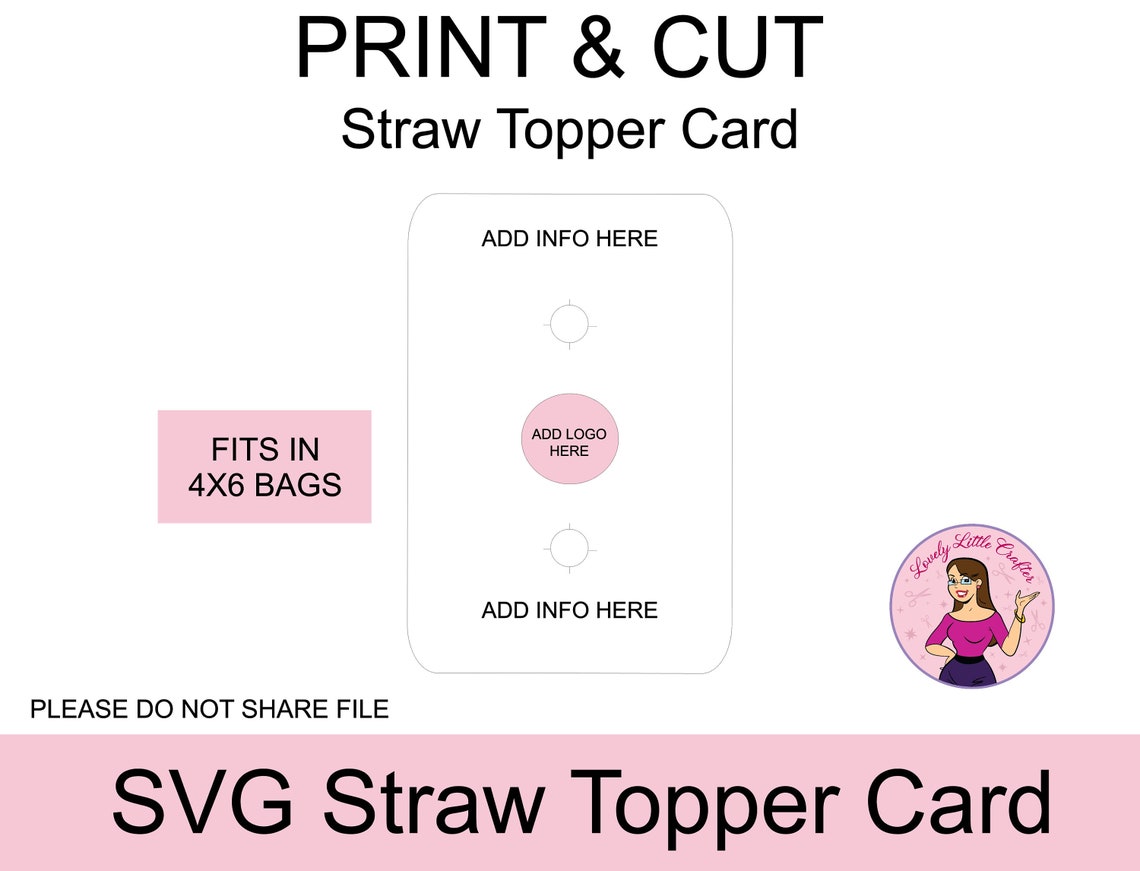 SVG Straw Topper Display Card, Straw Topper Packaging, Diy Display Card ...