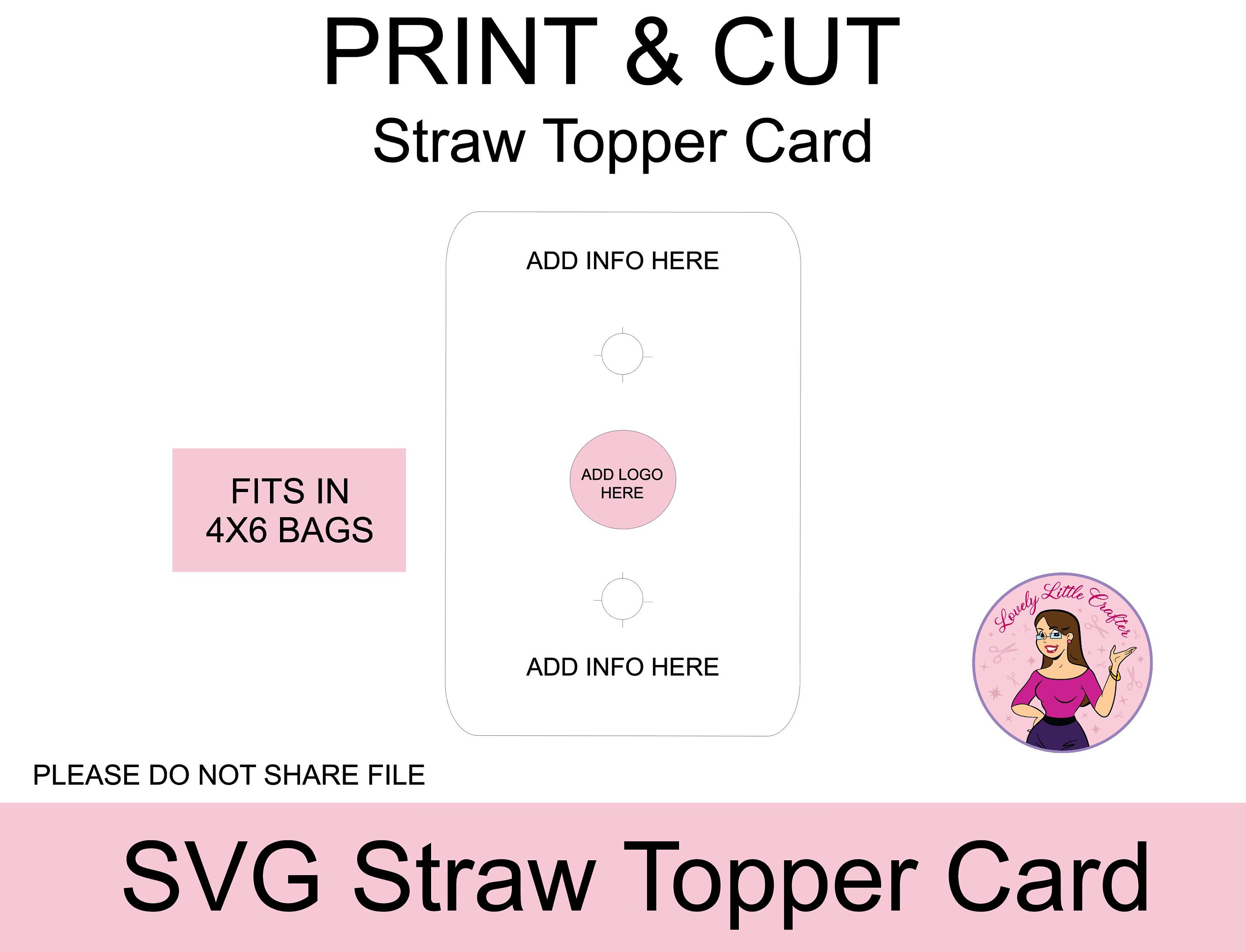 SVG Straw Topper Display Card, Straw Topper Packaging, Diy Display Card ...