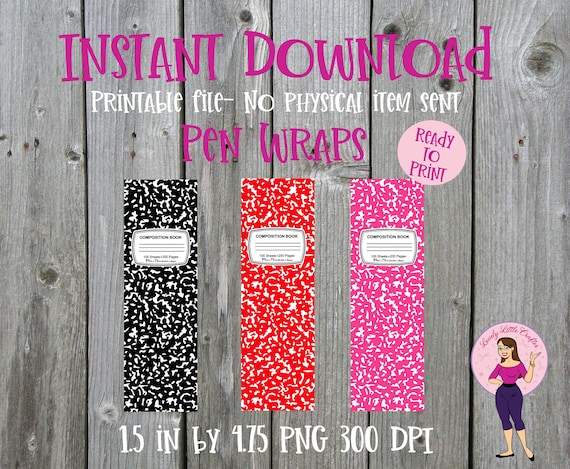 Epoxy Pen Wrap Composition Book Pen Wrap Pen Wrap Png | Etsy