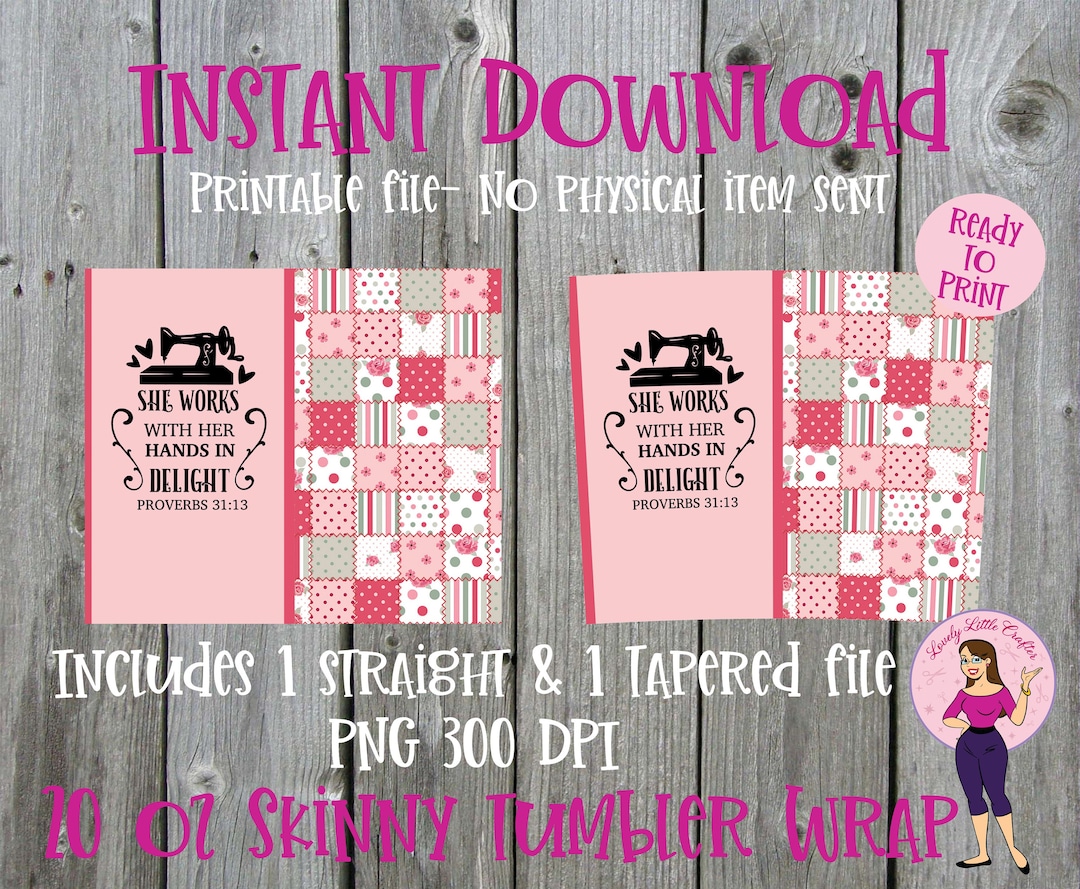 Quilt Sublimation Tumbler Designs, Patchwork Tumbler Wrap, 20oz Skinny ...