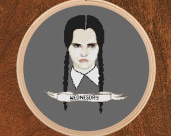 Wednesday Addams, Addams Family Cross Stitch Pattern Digital, Horror ...