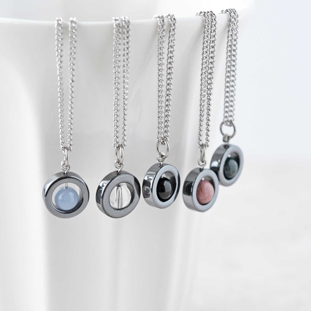 Gemstone Spinner Necklace, Anxiety Fidget Jewellery - Etsy