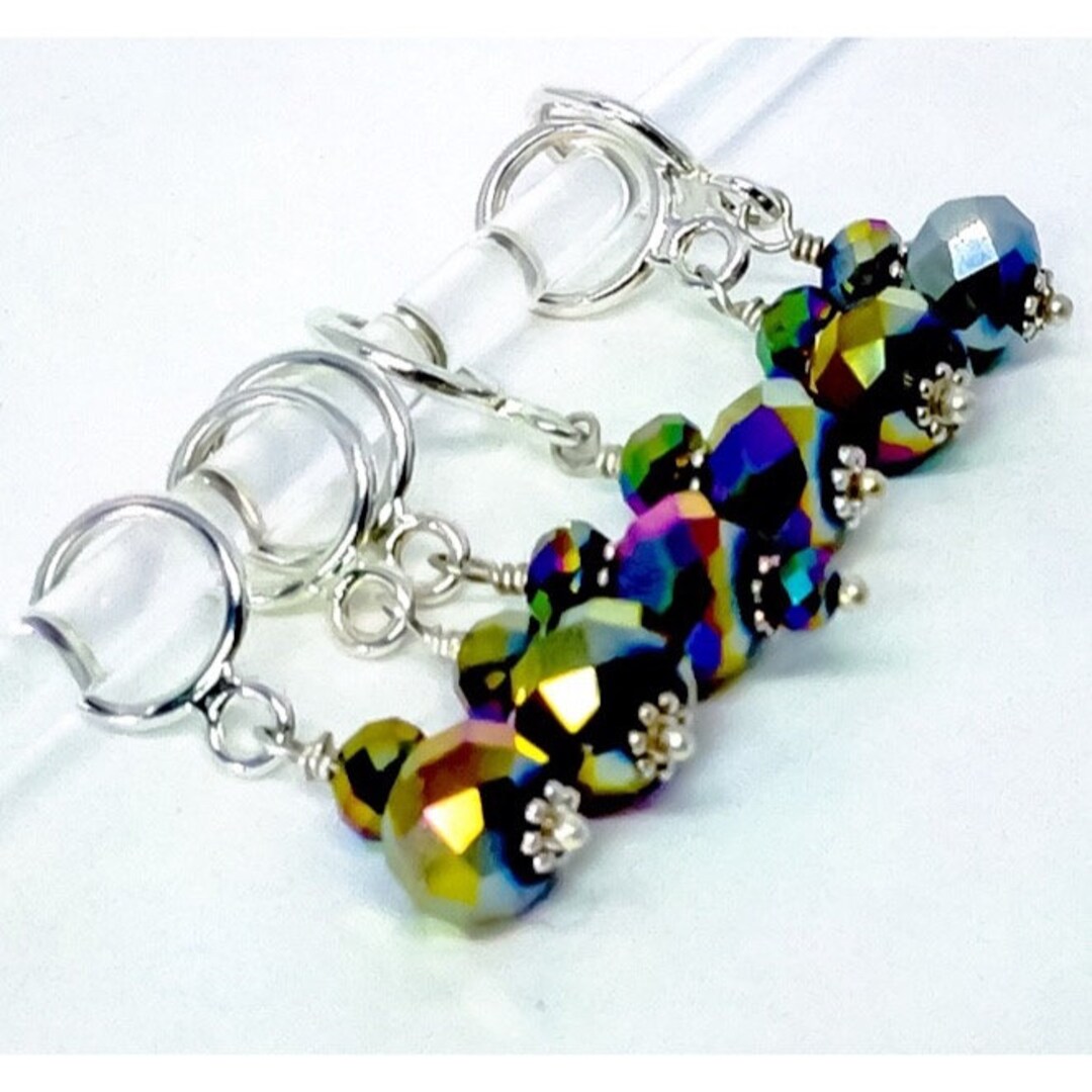 Peacock Glass Bead Stitch Markers: Knitting & Crochet Set - Etsy