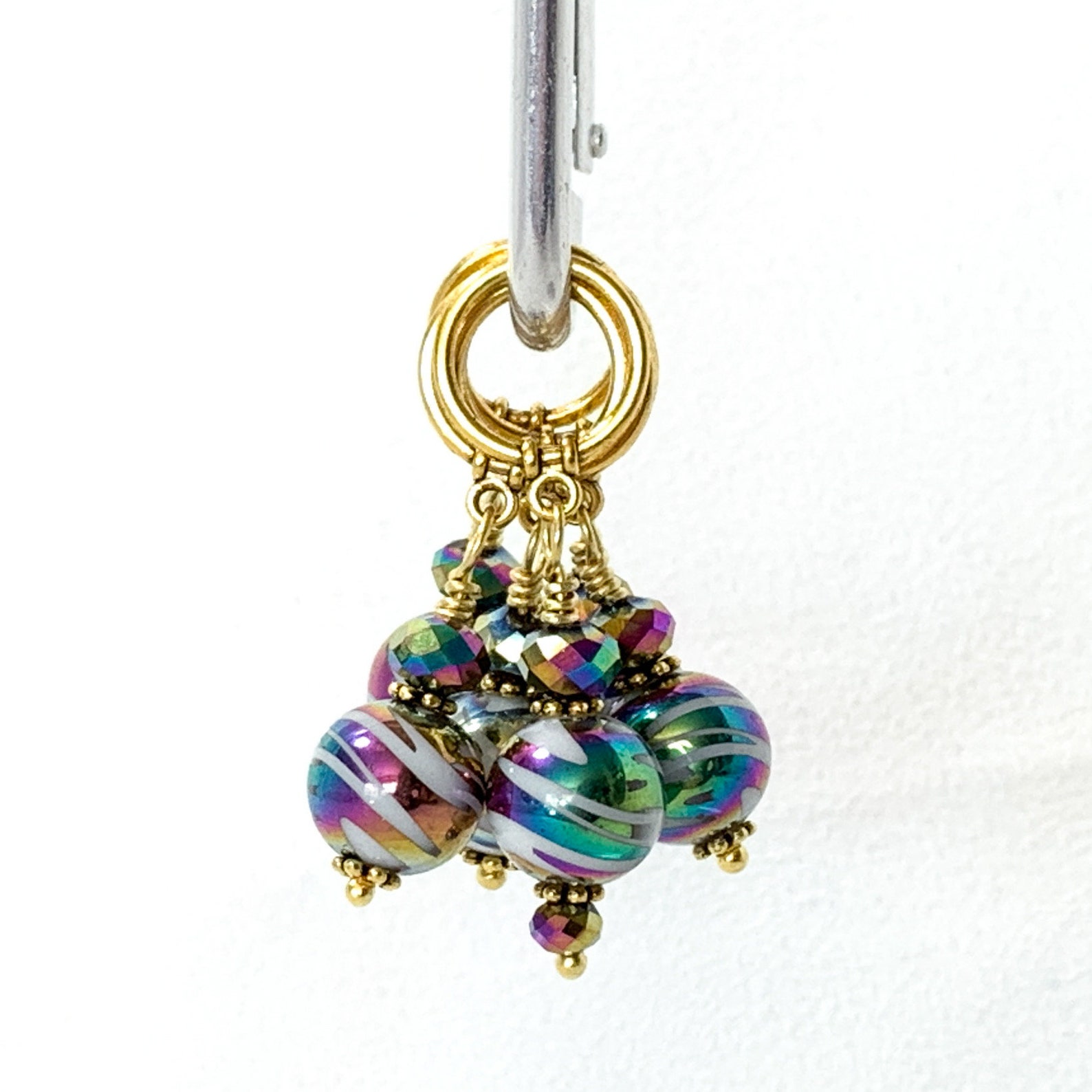 Rainbow Swirl Glass Bead Knitting Stitch Markers: Holiday Ornament - Etsy