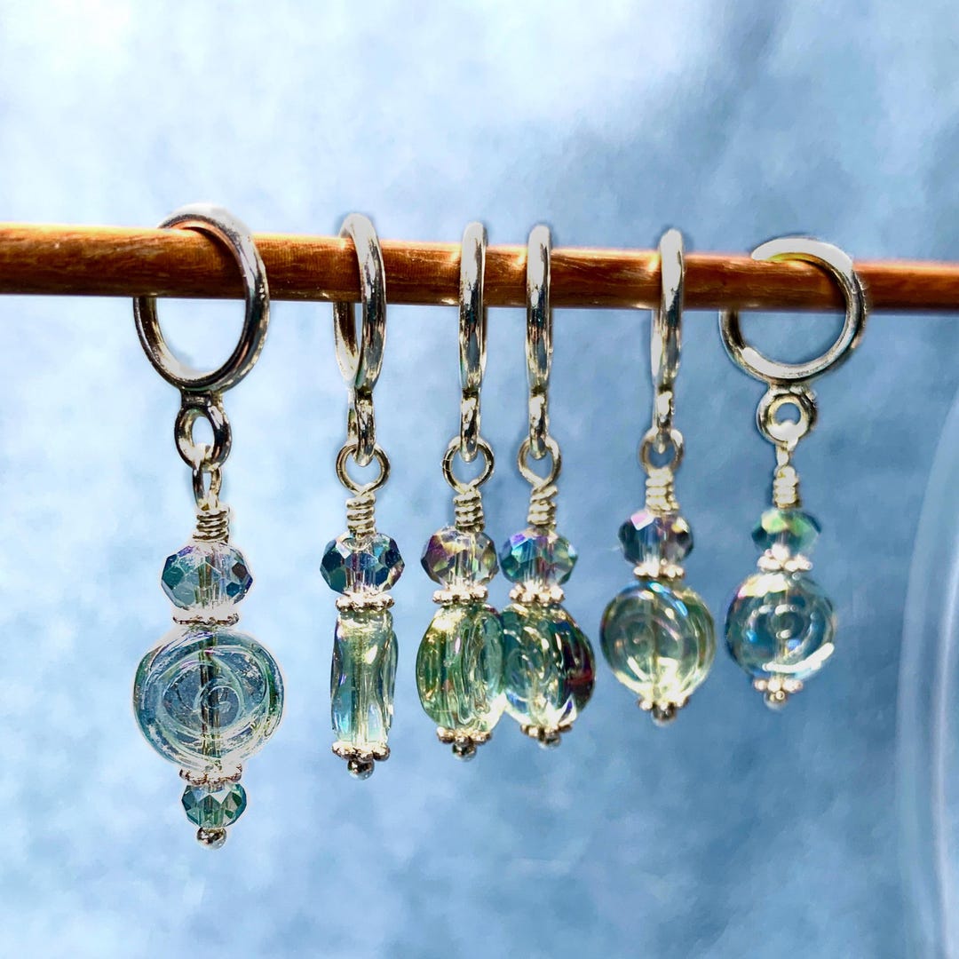 Knitting/crochet Glass Bead Stitch Markers: Pressed Flower Design - Etsy