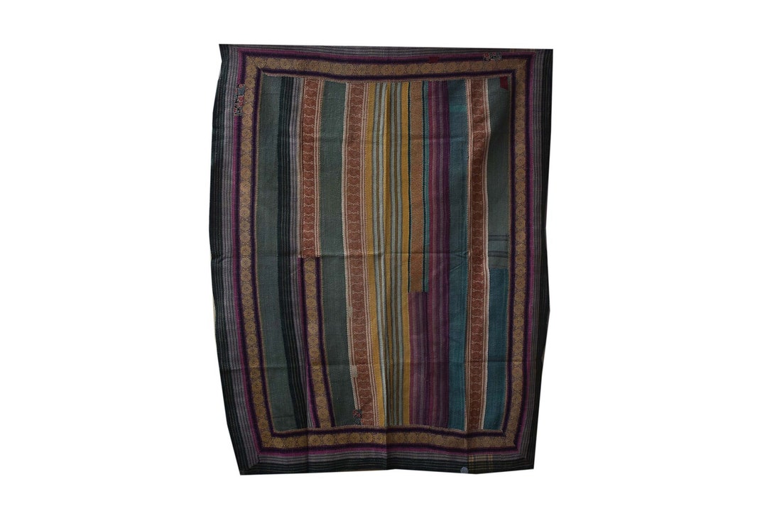 Vintage Kantha Quilt: Indian Sari Throw Blanket, Boho Bedding (56x80 ...