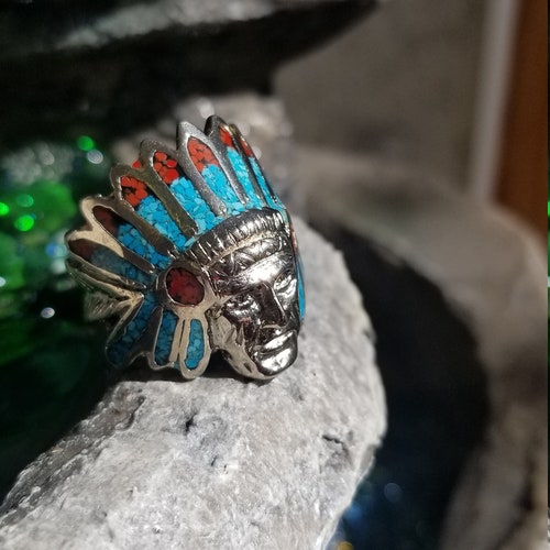 Indian Chief Head Ring - Etsy