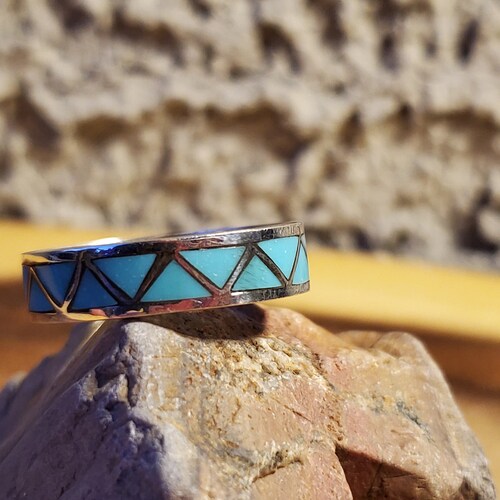 Turquoise Inlay Wedding Band Ring - Etsy