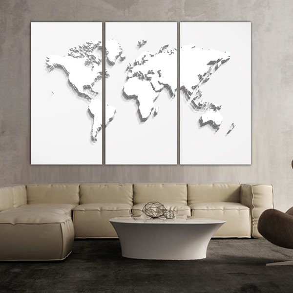 3 Panel World Map - Etsy